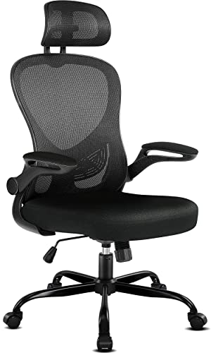 Misolant Office Chair, Ergonomic Desk Chair, Office Desk Chair, Office Chair with Headrest and Adjustable Lumbar Support, Home Office Chair Black