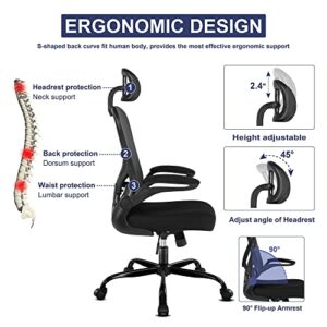 Misolant Office Chair, Ergonomic Desk Chair, Office Desk Chair, Office Chair with Headrest and Adjustable Lumbar Support, Home Office Chair Black