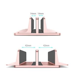 Rose Gold Laptop Stand,BECEMURU Aluminum Vertical Laptop Holder Space Saving Notebook Laptop Desktop Mount Support Base Adjustable Dock Width Fit for All MacBook,Surface,Chromebook,Samsung,Huawei,HP