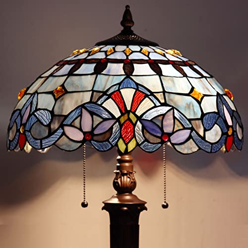 Capulina Tiffany Floor Lamp 2-Light 16" Wide Traditional Art Style Standing Lamp for Living Room Bedroom