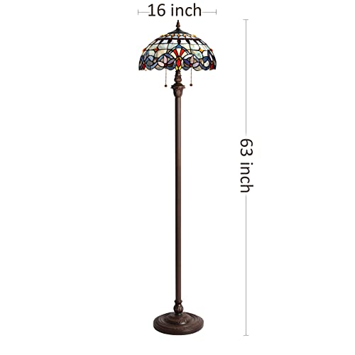 Capulina Tiffany Floor Lamp 2-Light 16" Wide Traditional Art Style Standing Lamp for Living Room Bedroom