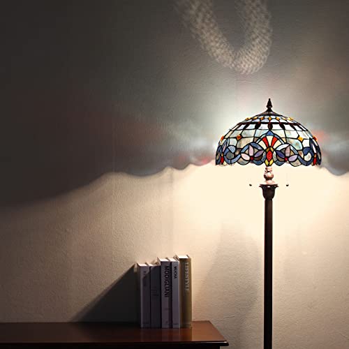 Capulina Tiffany Floor Lamp 2-Light 16" Wide Traditional Art Style Standing Lamp for Living Room Bedroom