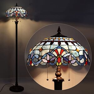 Capulina Tiffany Floor Lamp 2-Light 16" Wide Traditional Art Style Standing Lamp for Living Room Bedroom