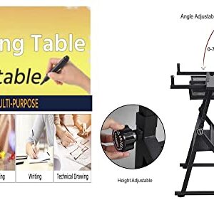 Lambgier Glass Craft Table Drawing Desk – Drafting Tables Hobby Table Writing Studio Art Artist Desk with Adjustable Tilted Tabletop (Black)