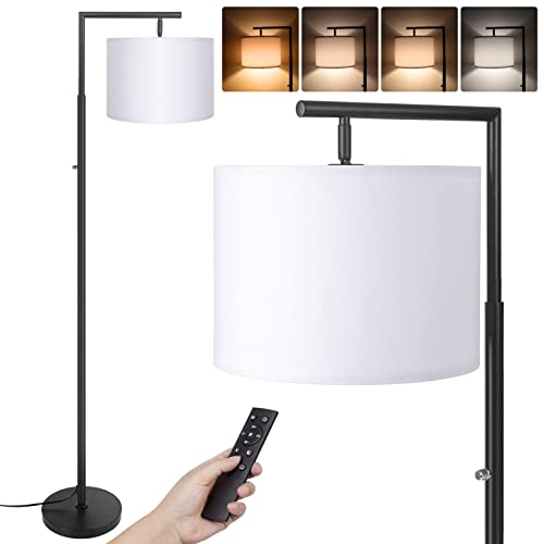 Deeak Floor lamp,Stepless Brightness &4 Color Temperature Modern Standing Shade Led Floor Lamp with Remote & Rotary Control for Living Room,Office and Bedroom(9W LED Bulb Inclued),Black