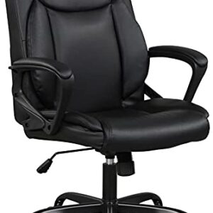 Home Office Chair Ergonomic Office Chair Desk Chair PU Leather Task Chair Executive Rolling Swivel Mid Back Computer Chair with Lumbar Support Armrest Adjustable Chair,Black