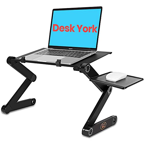 Desk York Flexible Laptop Stand for Couch/Recliner/Sofa - Computer Table, Laptop Holder for Bed - Cool Desk for Office & Home - Bday Gifts for Man, Women, Mom, Dad, Student, Friend-Aluminum-Black