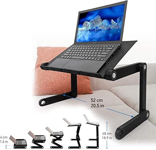 Desk York Flexible Laptop Stand for Couch/Recliner/Sofa - Computer Table, Laptop Holder for Bed - Cool Desk for Office & Home - Bday Gifts for Man, Women, Mom, Dad, Student, Friend-Aluminum-Black