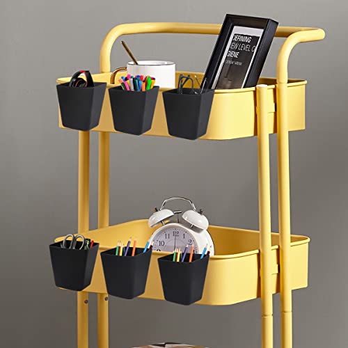 Fvstar 8pcs Hanging Cup Holder,Utility Rolling Cart Organizer Accessories,Hanging Makeup Pencil Holder,Space Saving Kitchen Storage Bins,Hanging Buckets for Art Craft Supplies (Black)