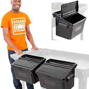 Tubstr Storage Bins for Utility Carts | 2 Attachable Plastic Tubs w/Removable Lids | 3 Gallon Bins Fit Most Utility Tub Carts | Easy Removable Storage for Tools & Supplies (Black /2-Pack/Bins Only)