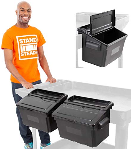 Tubstr Storage Bins for Utility Carts | 2 Attachable Plastic Tubs w/Removable Lids | 3 Gallon Bins Fit Most Utility Tub Carts | Easy Removable Storage for Tools & Supplies (Black /2-Pack/Bins Only)