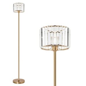 ralbay brass floor lamp, gold crystal floor lamp for living room bright lighting, modern contemporary copper standing light for bedrooms, brass/copper floor lamp for living room(bulb excluded)