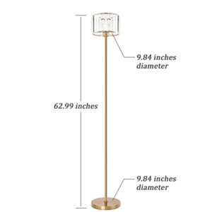 Ralbay Brass Floor Lamp, Gold Crystal Floor Lamp for Living Room Bright Lighting, Modern Contemporary Copper Standing Light for Bedrooms, Brass/Copper Floor Lamp for Living Room(Bulb Excluded)