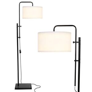 brightech leo mid-century modern standing lamp for bedroom, contemporary lamp for living rooms & offices, tall lamp with heavy base, led floor lamp, great living room décor – black