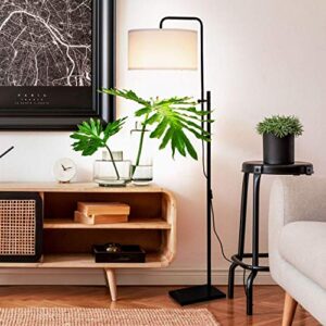 Brightech Leo Mid-Century Modern Standing Lamp for Bedroom, Contemporary Lamp for Living Rooms & Offices, Tall Lamp with Heavy Base, LED Floor Lamp, Great Living Room Décor - Black