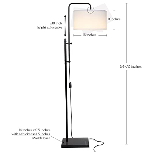 Brightech Leo Mid-Century Modern Standing Lamp for Bedroom, Contemporary Lamp for Living Rooms & Offices, Tall Lamp with Heavy Base, LED Floor Lamp, Great Living Room Décor - Black