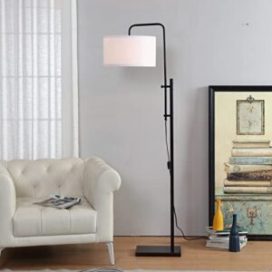 Brightech Leo Mid-Century Modern Standing Lamp for Bedroom, Contemporary Lamp for Living Rooms & Offices, Tall Lamp with Heavy Base, LED Floor Lamp, Great Living Room Décor - Black