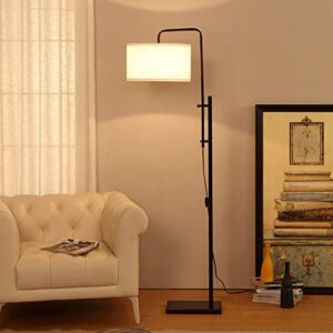 Brightech Leo Mid-Century Modern Standing Lamp for Bedroom, Contemporary Lamp for Living Rooms & Offices, Tall Lamp with Heavy Base, LED Floor Lamp, Great Living Room Décor - Black