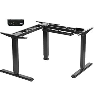 vivo electric motor sit standing height adjustable corner 3 leg desk frame, frame only, sit stand ergonomic l frame, desk-v133e