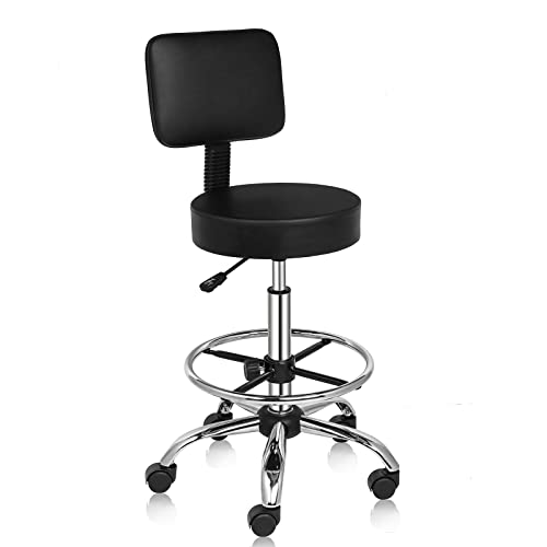 OmySalon Drafting Chair,Ergonomic Office Desk Chair with Back Support,Tall Adjustable Rolling Stool with Footrest & Thick Seat Cushion,Computer Chair for Salon Medical Spa Home Bar Kitchen Studio