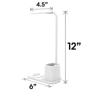 Aduro U-Light LED Desk Lamp with Wireless Charger Dimmable Eye-Caring Desktop Lamp with Organizer & 3 Brightness Levels White