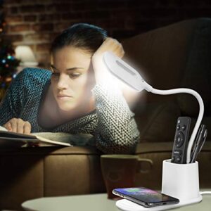 Aduro U-Light LED Desk Lamp with Wireless Charger Dimmable Eye-Caring Desktop Lamp with Organizer & 3 Brightness Levels White