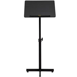 VEVOR Lectern Podium Stand, Height Adjustable Laptop Table, Portable Presentation Standing for Classroom, Office, Church, Tilting Desktop with Edge Stopper, Black