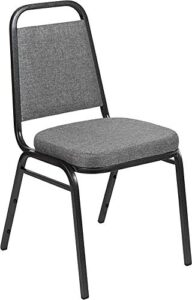 flash furniture hercules series trapezoidal back stacking banquet chair with 2.5″ thick seat in gray fabric – silver vein frame