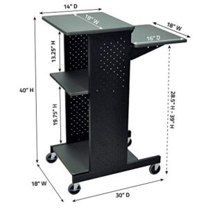 Luxor Gray 4 Shelf Mobile Presentation Station