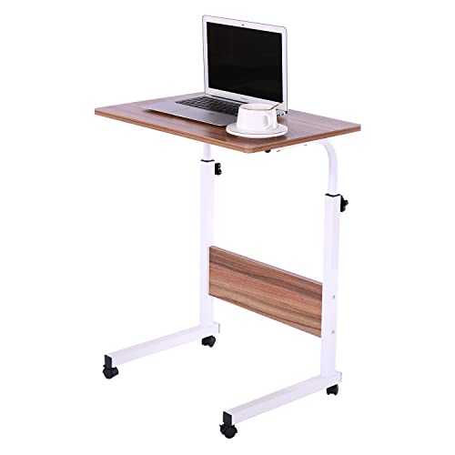 Fancasa Laptop Cart 23.6" Mobile Table Movable Portable Adjustable Notebook Computer Stand with Wheels (Teak)