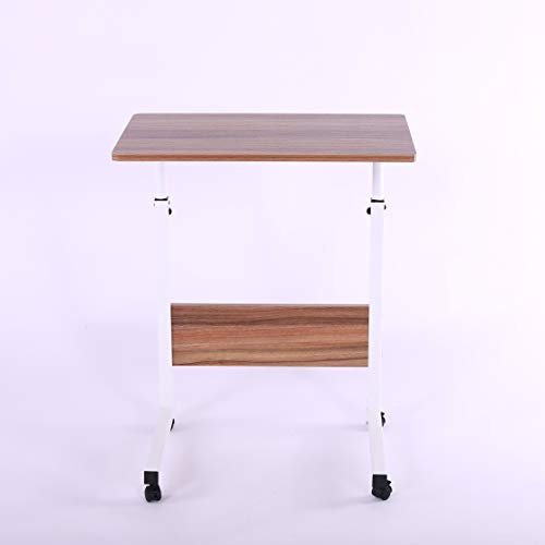 Fancasa Laptop Cart 23.6" Mobile Table Movable Portable Adjustable Notebook Computer Stand with Wheels (Teak)