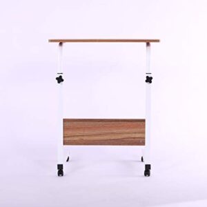 Fancasa Laptop Cart 23.6" Mobile Table Movable Portable Adjustable Notebook Computer Stand with Wheels (Teak)