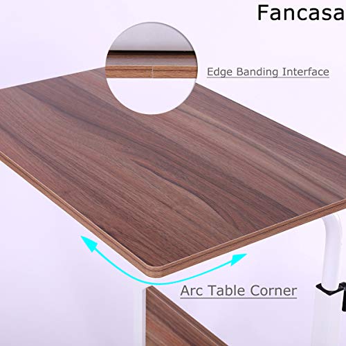 Fancasa Laptop Cart 23.6" Mobile Table Movable Portable Adjustable Notebook Computer Stand with Wheels (Teak)