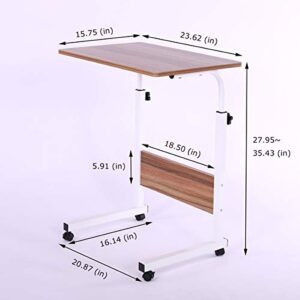 Fancasa Laptop Cart 23.6" Mobile Table Movable Portable Adjustable Notebook Computer Stand with Wheels (Teak)