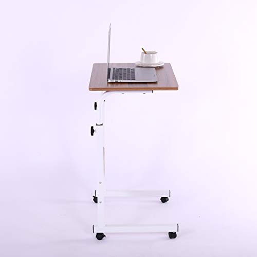 Fancasa Laptop Cart 23.6" Mobile Table Movable Portable Adjustable Notebook Computer Stand with Wheels (Teak)