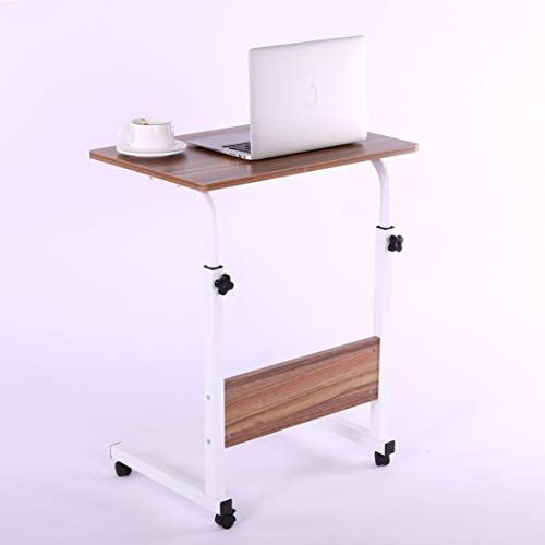 Fancasa Laptop Cart 23.6" Mobile Table Movable Portable Adjustable Notebook Computer Stand with Wheels (Teak)