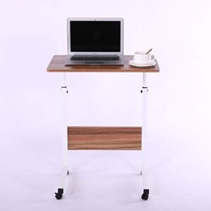 Fancasa Laptop Cart 23.6" Mobile Table Movable Portable Adjustable Notebook Computer Stand with Wheels (Teak)