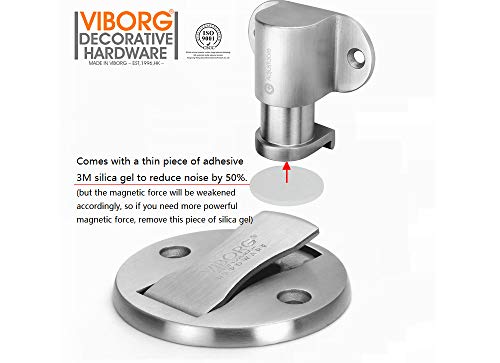 VIBORG Deluxe Solid SUS304 Stainless Steel Casting Adjustable Floor Mount Mounted Magnetic Door Stopper Doorstop Door Stop, RS-40F (1)