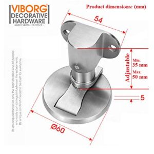 VIBORG Deluxe Solid SUS304 Stainless Steel Casting Adjustable Floor Mount Mounted Magnetic Door Stopper Doorstop Door Stop, RS-40F (1)