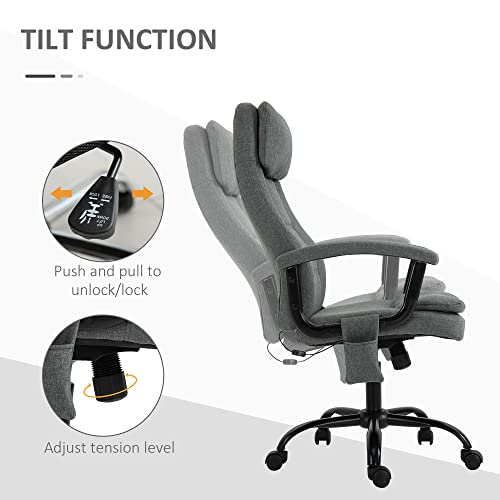 Vinsetto Executive Massage Office Chair with 2-Point Lumbar Massage, USB Power, Adjustable Height, Padded Headrest, Armrest, Grey