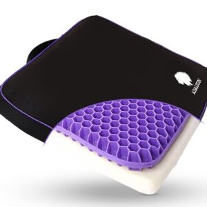 Adalion Large Seat Cushion For Long Sitting And Lasting Comfort, Upgraded THICK Gel&Memory Foam For Tailbone Pain Relief, Office Cooling Honeycomb Pad Great For Wheelchair, Sciatica&Coccyx And Driving