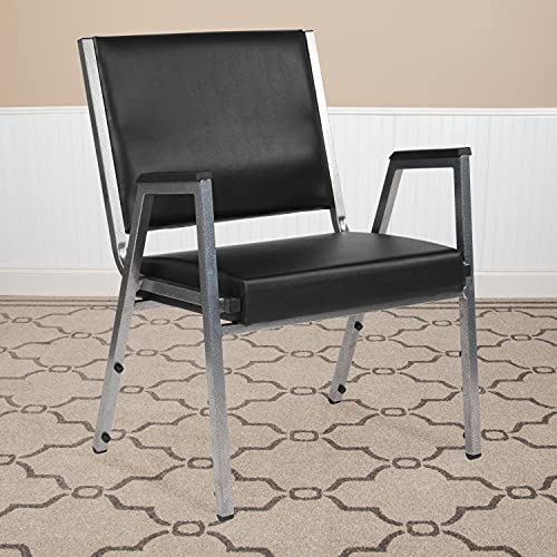 EMMA + OLIVER 1000 lb. Rated Black Antimicrobial Vinyl Bariatric Medical Reception Arm Chair