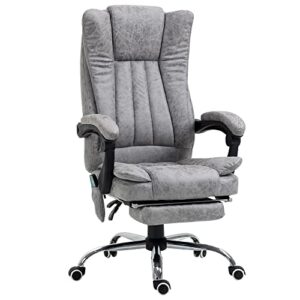 vinsetto microfiber office chair, high back computer chair with 6 point massage, heat, adjustable height and retractable footrest, grey