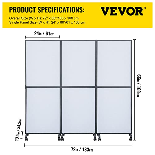 VEVOR Acoustic Room Divider 72" x 66" Office Partition Panel 3 Pack Office Divider Wall Cool Gray Office Dividers Partition Wall Polyester & 45 Steel Cubicle Wall Reduce Noise and Visual Distractions