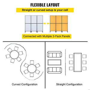 VEVOR Acoustic Room Divider 72" x 66" Office Partition Panel 3 Pack Office Divider Wall Cool Gray Office Dividers Partition Wall Polyester & 45 Steel Cubicle Wall Reduce Noise and Visual Distractions