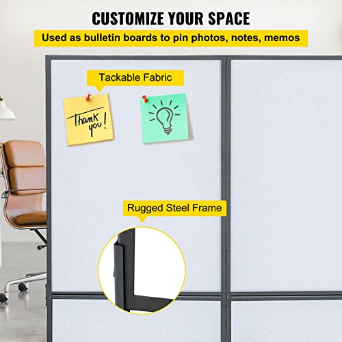 VEVOR Acoustic Room Divider 72" x 66" Office Partition Panel 3 Pack Office Divider Wall Cool Gray Office Dividers Partition Wall Polyester & 45 Steel Cubicle Wall Reduce Noise and Visual Distractions