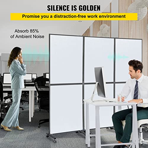 VEVOR Acoustic Room Divider 72" x 66" Office Partition Panel 3 Pack Office Divider Wall Cool Gray Office Dividers Partition Wall Polyester & 45 Steel Cubicle Wall Reduce Noise and Visual Distractions