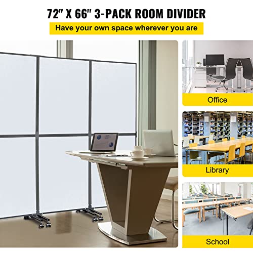 VEVOR Acoustic Room Divider 72" x 66" Office Partition Panel 3 Pack Office Divider Wall Cool Gray Office Dividers Partition Wall Polyester & 45 Steel Cubicle Wall Reduce Noise and Visual Distractions