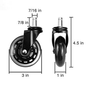 MR.FOAM Office Chair Wheel Replacement 3 Inch 1PC Change The Bad One Wheels for Office Chair Caster for