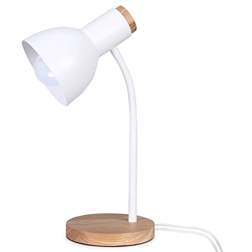 YEXIMEE LED Desk Lamp, Adjustable Modern Wood Goose Neck Table Lamp, Eye-Caring Study Desk Lamps for Bedroom, Study Room and Office (LED Bulb Included)